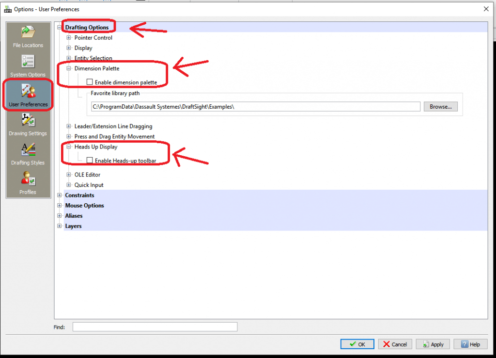 DraftSight How To Hide Heads Up Bar And Tolerance Display IME Wiki