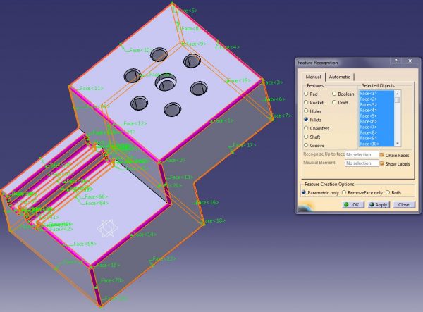 CATIA Part Design: Using Feature Recognition (Manual) - IME Wiki