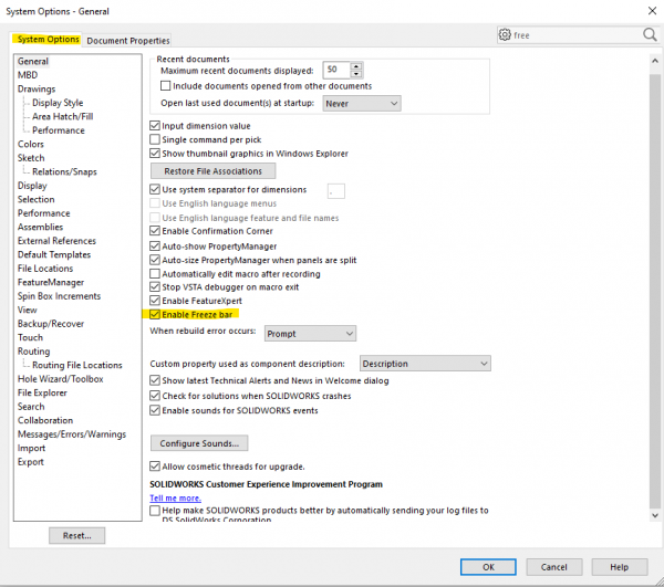 Enable Freeze bar option - IME Wiki