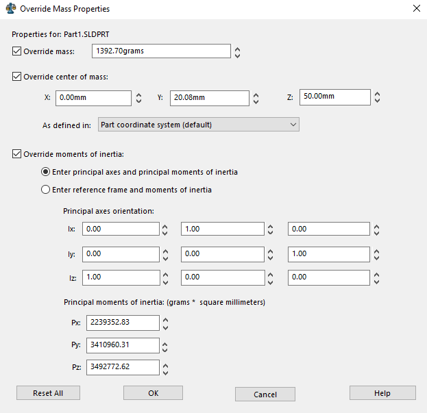 How to override mass properties - IME Wiki