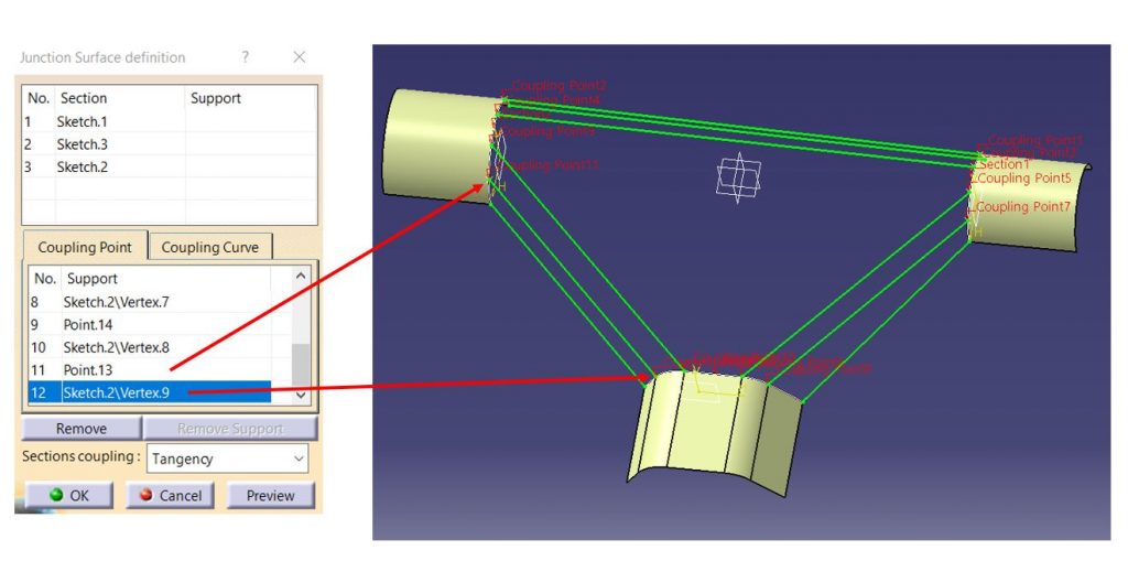 CATIA | How to create Junction Involving Profile with Different Shape ...