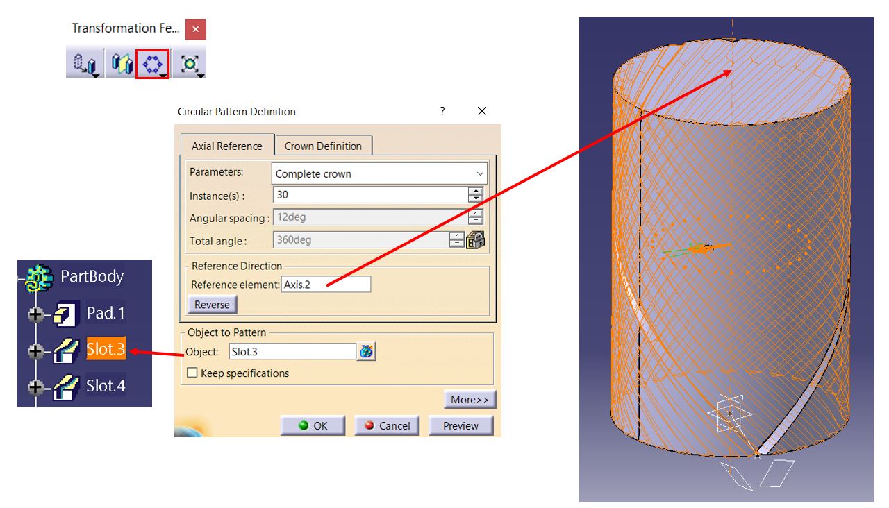 CATIA | How to create Knurling Cross Pattern - IME Wiki