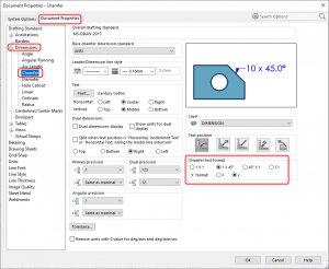 How to change the Chamfer dimension text format in SOLIDWORKS Drawing ...