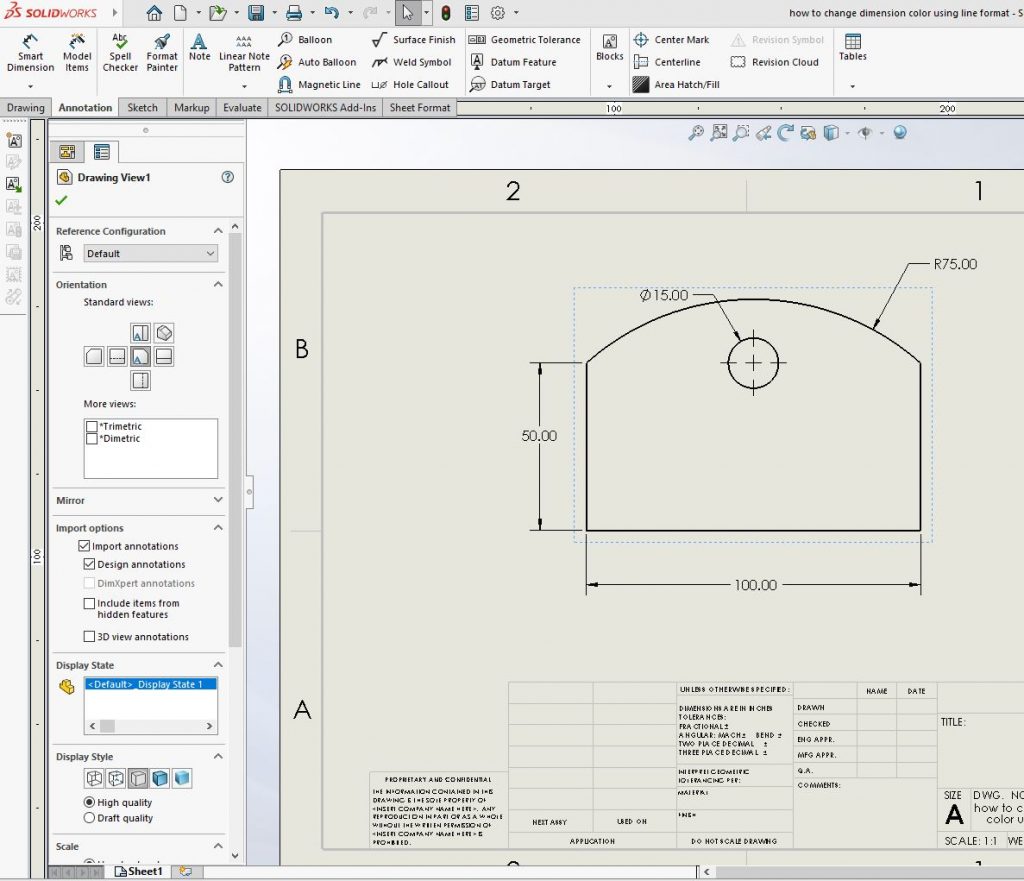 How To Change Dimension And Entity Color Using Line Format In SolidWorks Drawing IME Wiki