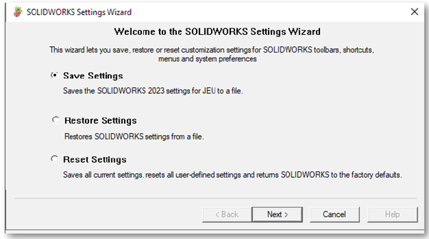 SOLIDWORKS Settings Wizard (New in SOLIDWORKS 2023) - IME Wiki
