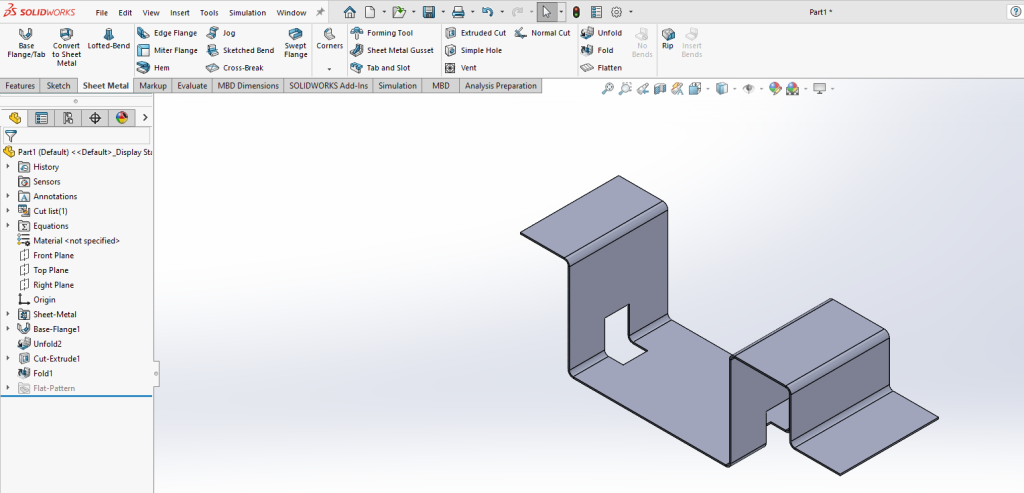 SOLIDWORKS Sheet Metal Fold and Unfold - IME Wiki