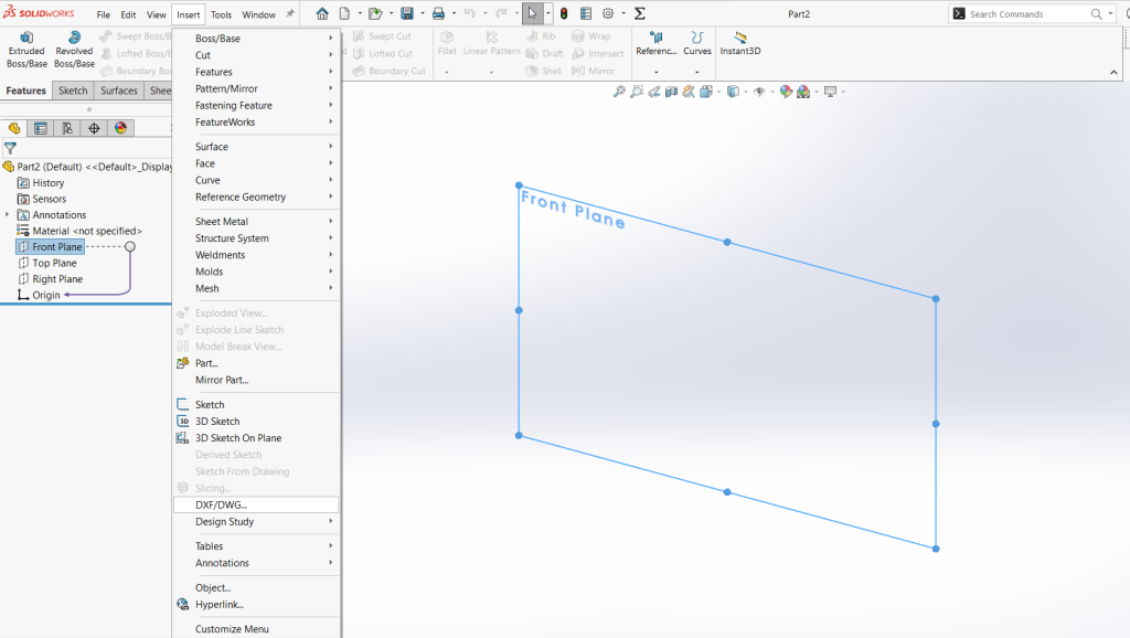 How to convert dxf file to solid body using SOLIDWORKS - IME Wiki