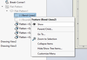 Show Sheet Metal Bend Lines in SOLIDWORKS Drawing - IME Wiki