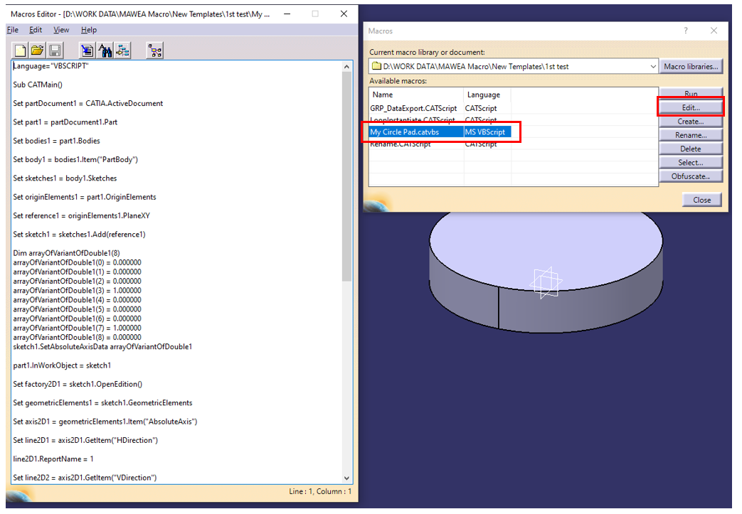 CATIA | How to add Inputbox to Recorded Macro - IME Wiki