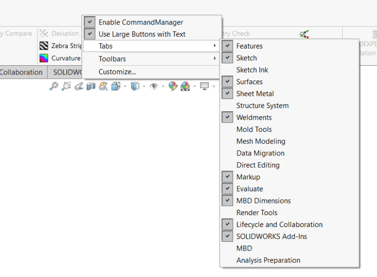 Tab missing (sheet metal, weldment, etc) in SOLIDWORKS - IME Wiki
